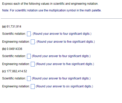 Solved Express each of the following values in scientific | Chegg.com