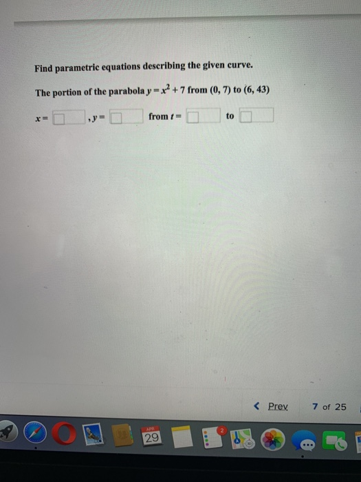 Solved Find parametric equations describing the given curve. | Chegg.com