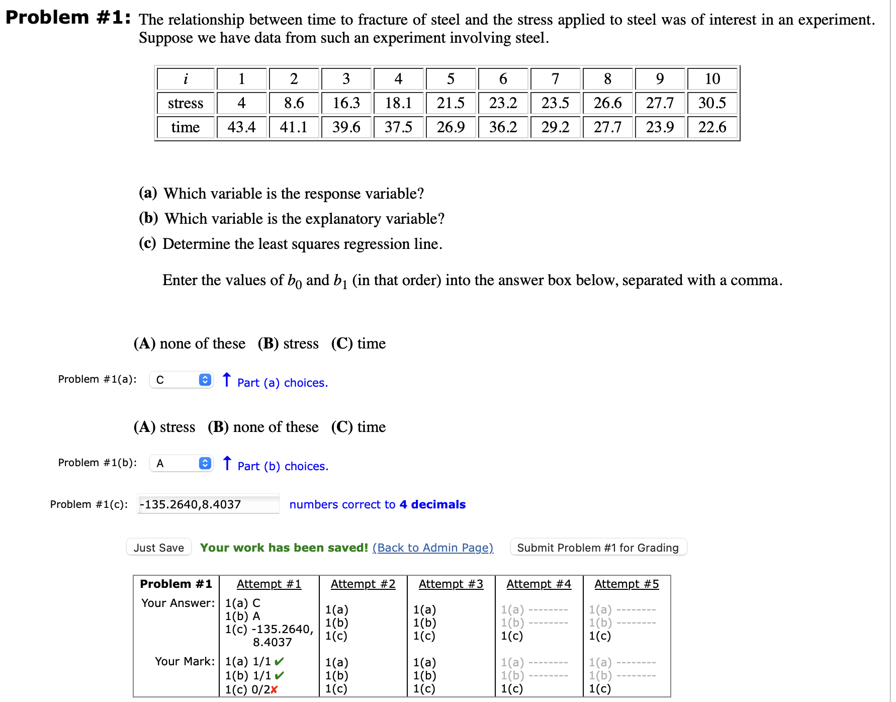 Solved lem \#1: The relationship between time to fracture of | Chegg.com