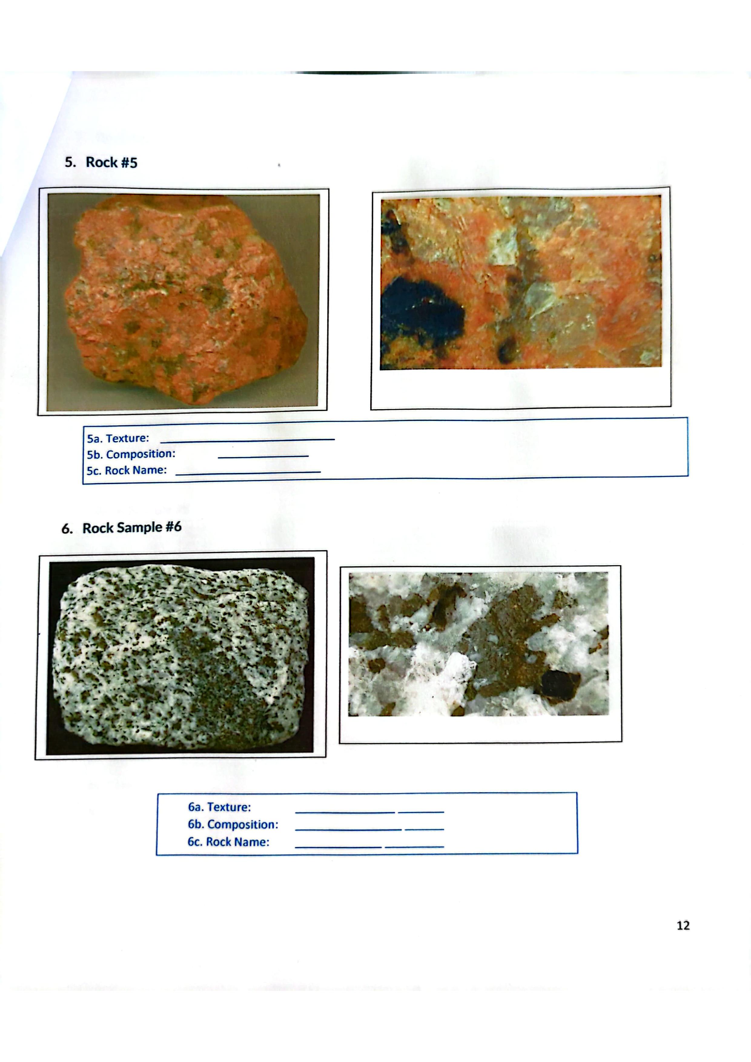 Solved 5. Rock \#5 5a. Texture: 5b. Composition: 5c. Rock | Chegg.com