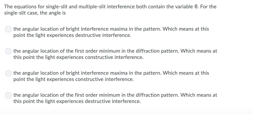 Solved The equations for single-slit and multiple-slit | Chegg.com