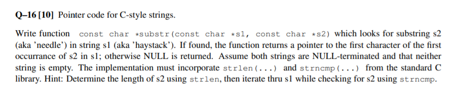 Solved Q-16 [10] Pointer code for C-style strings. Write | Chegg.com