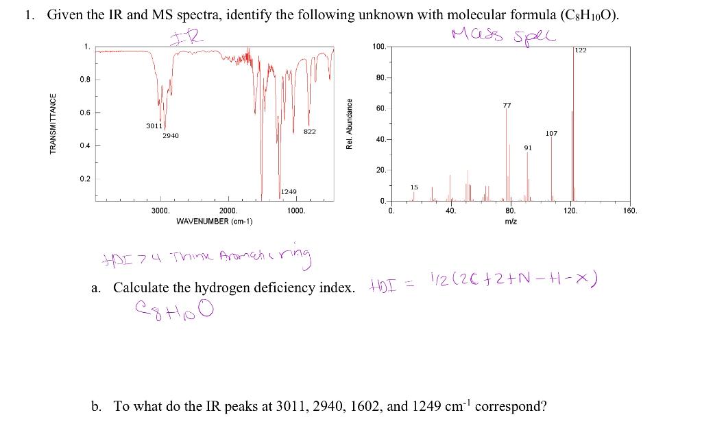 Solved HDI >4 Thinx Aromatic ring a. Calculate the hydrogen | Chegg.com