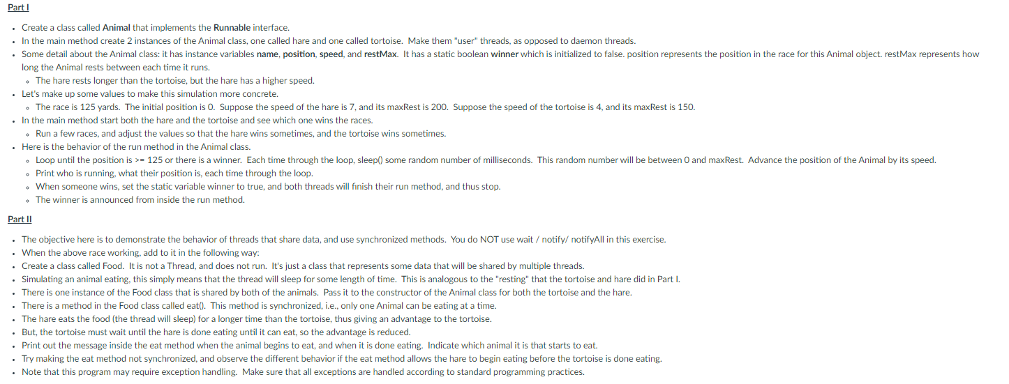 Solved Part 1 Create a class called Animal that implements | Chegg.com