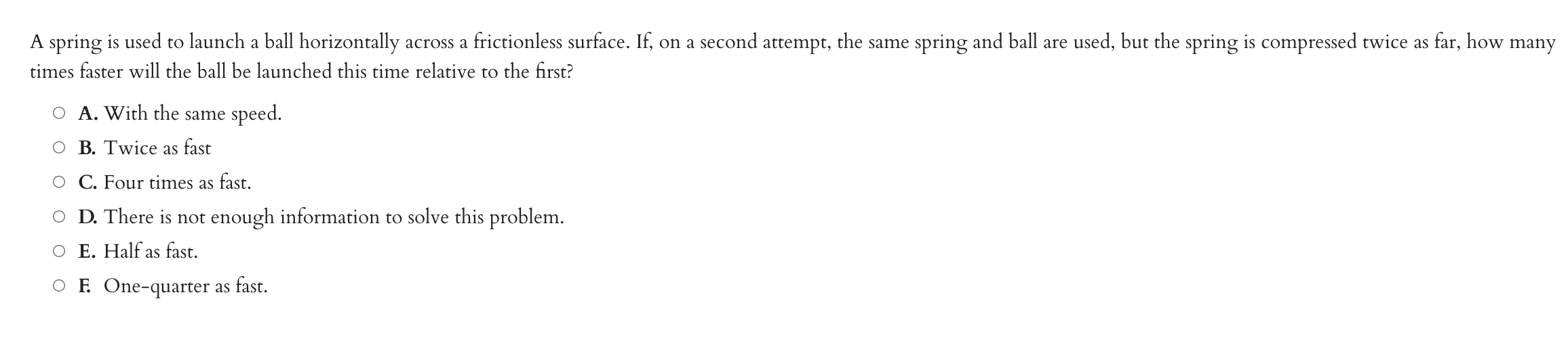 Solved A spring is used to launch a ball horizontally across | Chegg.com