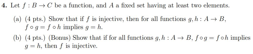 Solved Let f: B→C be ﻿a function, and A ﻿a fixed set having | Chegg.com