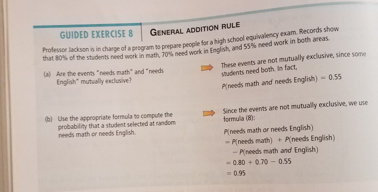 Solved GUIDED EXERCISE 8 GENERAL ADDITION RULE Professor | Chegg.com