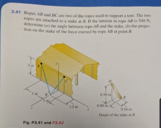 Solved 3.41 Ropes AB and BC are two ol AB and BC are two of | Chegg.com