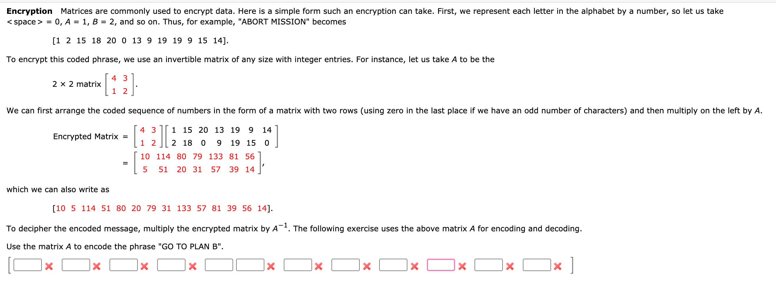 Solved Encryption Matrices are commonly used to encrypt | Chegg.com