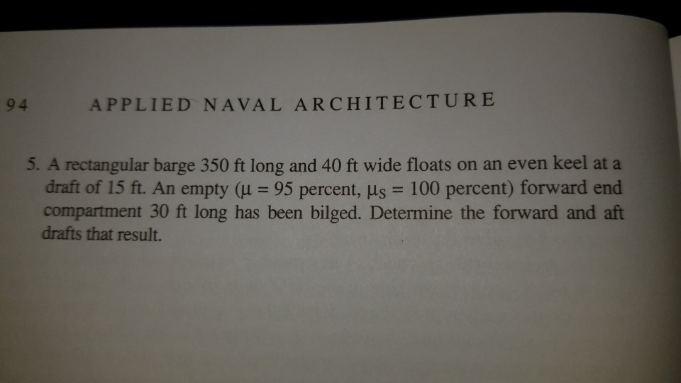 94 APPLIED NAVAL ARCHITECTURE 5. A rectangular barge | Chegg.com
