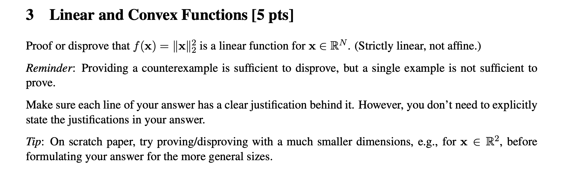 Solved 3 Linear and Convex Functions [5 pts] Proof or | Chegg.com