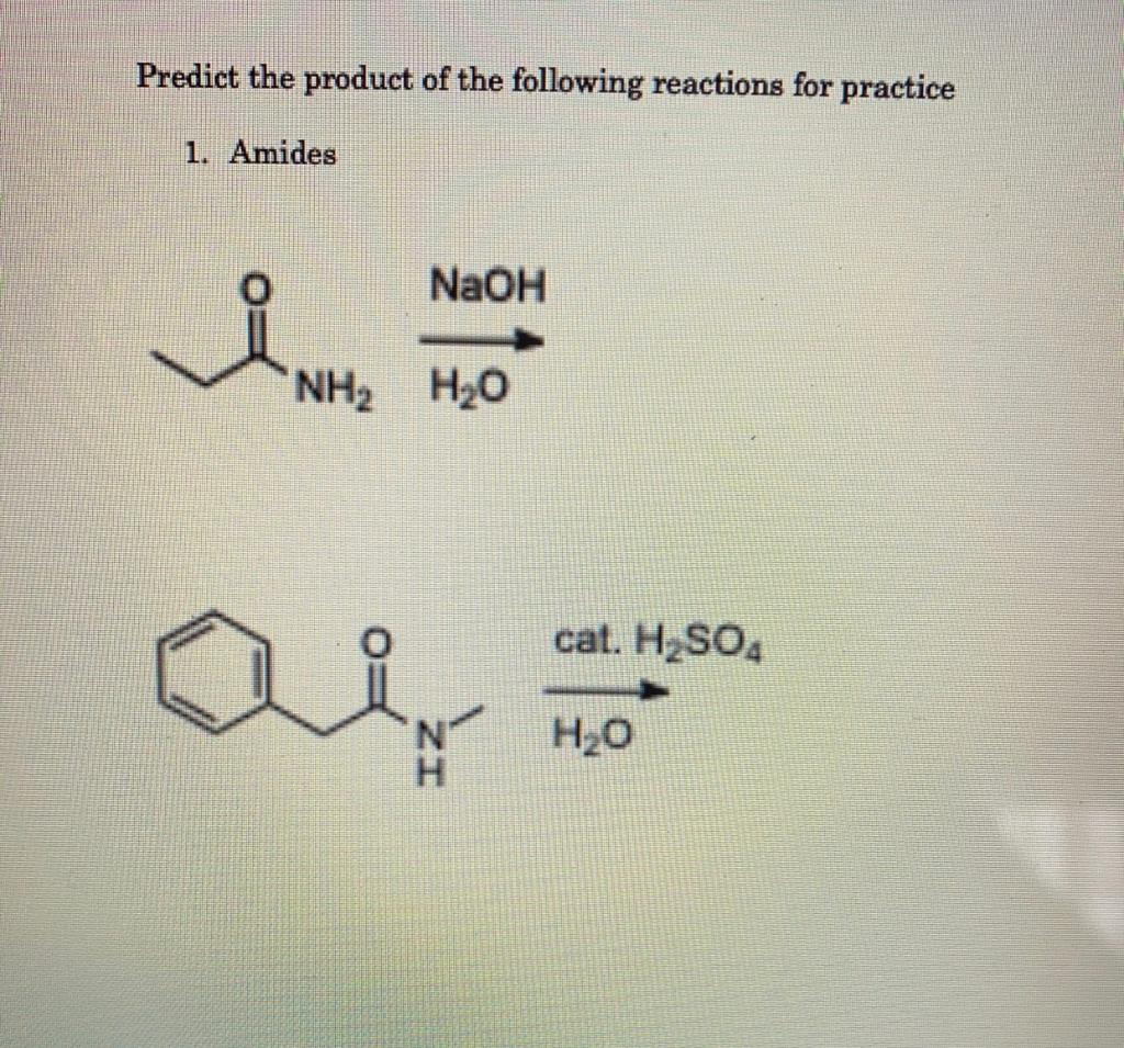 Solved Predict The Product Of The Following Reactions For