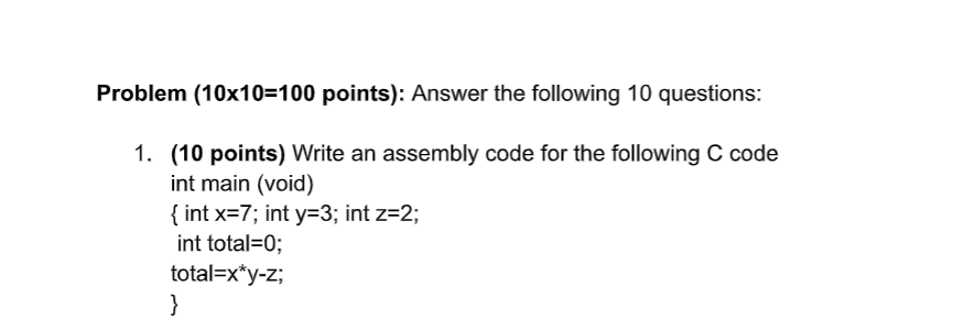 Solved Problem (10x10=100 points): Answer the following 10 | Chegg.com
