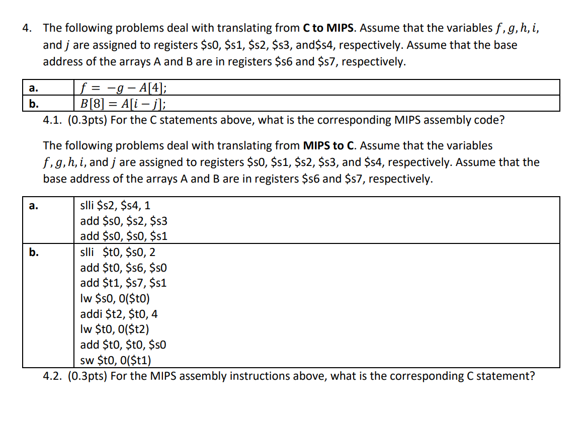 Solved 4. The following problems deal with translating from | Chegg.com