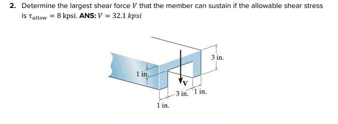 Solved 2. Determine the largest shear force V that the | Chegg.com