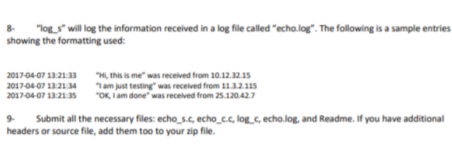 Using C/C, write a network echo server "echo_s", an | Chegg.com