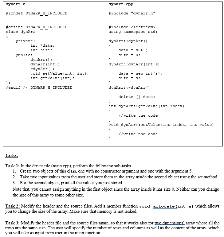 Solved dynarr.h dynarr.cpp #ifndef DYNARR_H_INCLUDED | Chegg.com