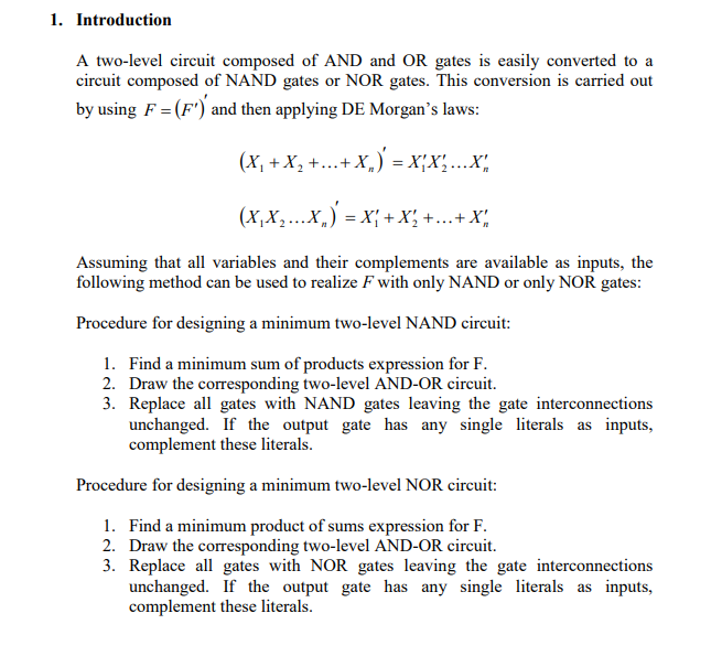 Solved 1. Introduction A two-level circuit composed of AND | Chegg.com