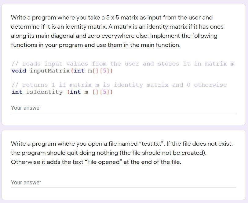 Solved Write a program where you take a 5 x 5 matrix as | Chegg.com