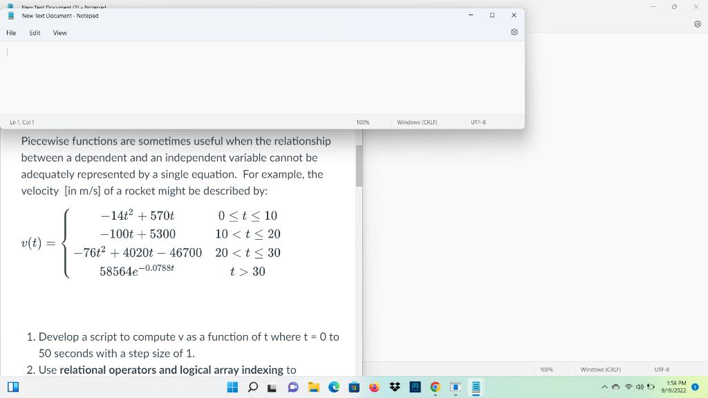 Solved Matlab Piecewise Functions Are Sometimes Useful When 