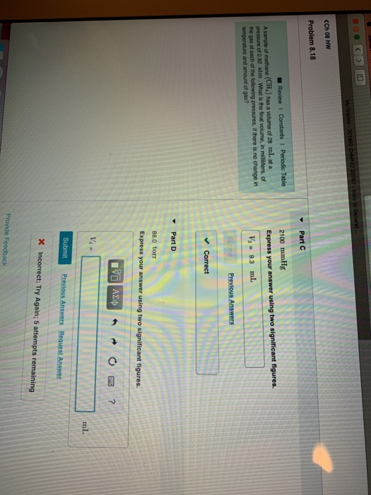 Solved CCh 08 Hw Part C sample of methane (CH4) has a volume | Chegg.com