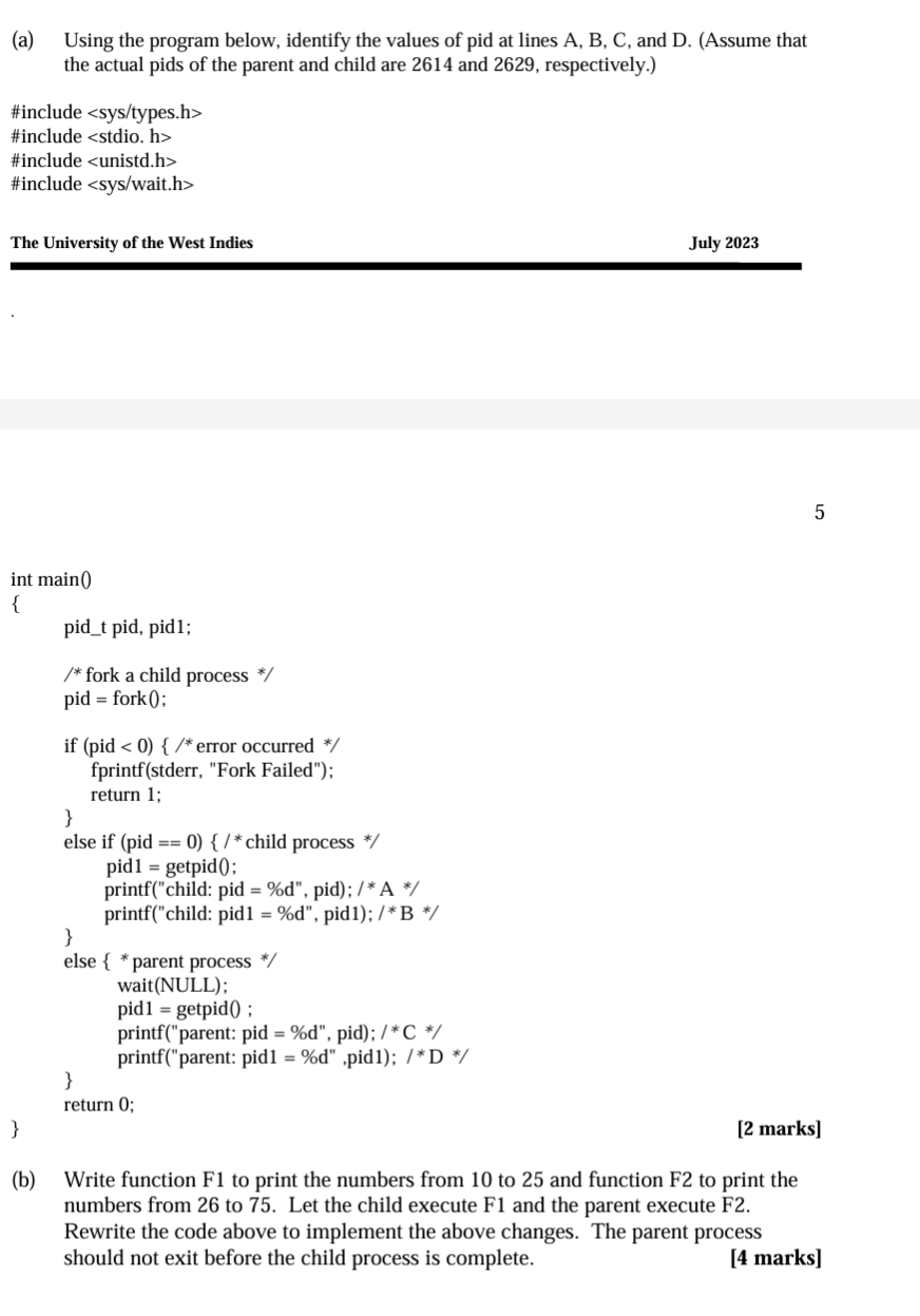Solved (a) Using the program below, identify the values of | Chegg.com