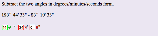 Solved Subtract the two angles in degrees/minutes/seconds | Chegg.com