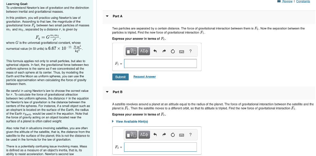 Solved Learning Goal: To understand Newton's law of | Chegg.com