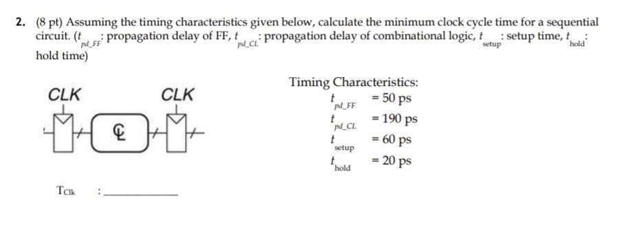 Solved 2. (8 pt) Assuming the timing characteristics given | Chegg.com