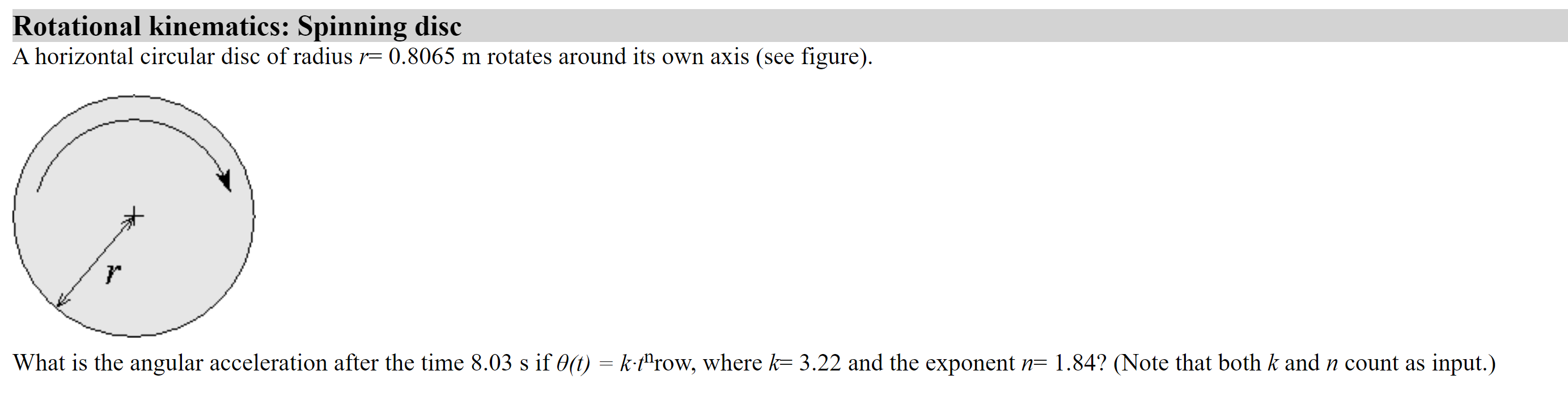 Solved Rotational kinematics: Spinning disc A horizontal | Chegg.com