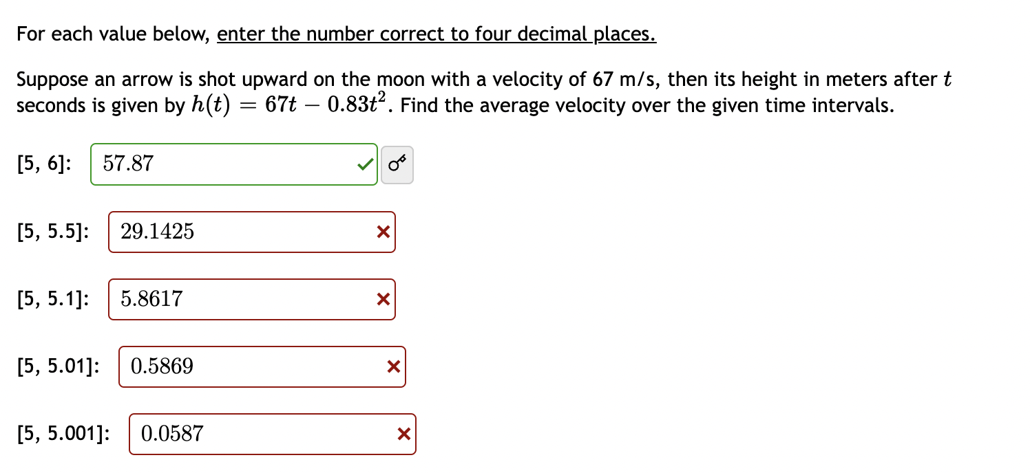 Solved For each value below, enter the number correct to | Chegg.com
