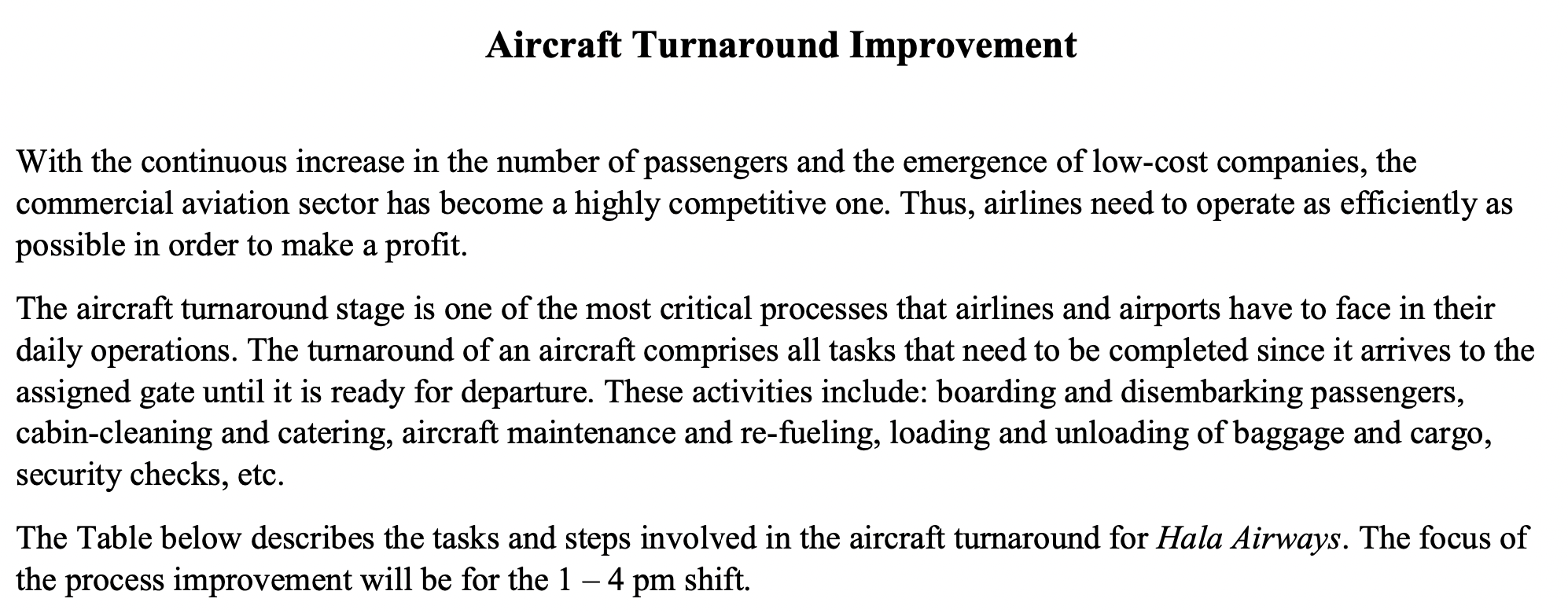 Solved Aircraft Turnaround Improvement With the continuous | Chegg.com