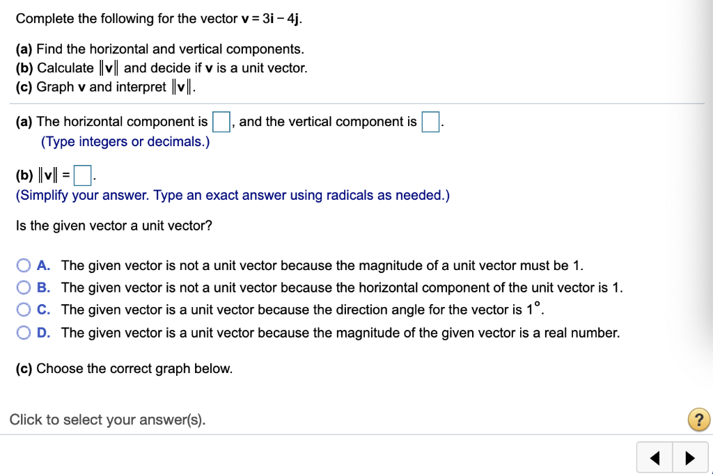 Solved Complete the following for the vector v 3i-4j. (a) | Chegg.com