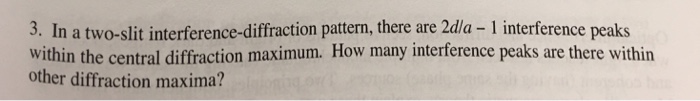 Solved a two-slit interference-diffraction pattern, there | Chegg.com