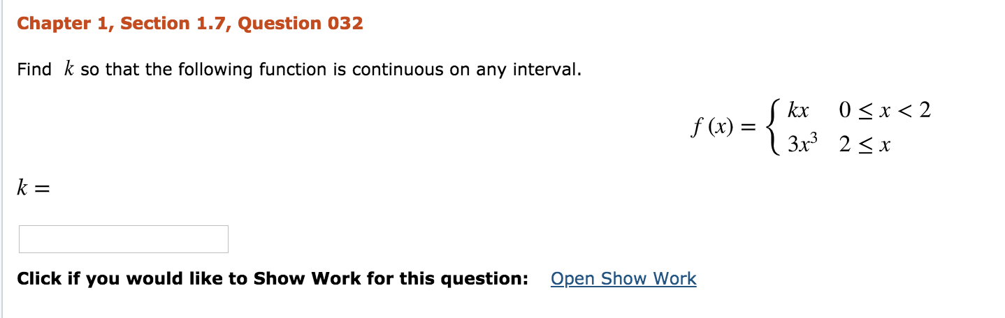 Solved Chapter 1 Section 1 7 Question 032 Find K So That
