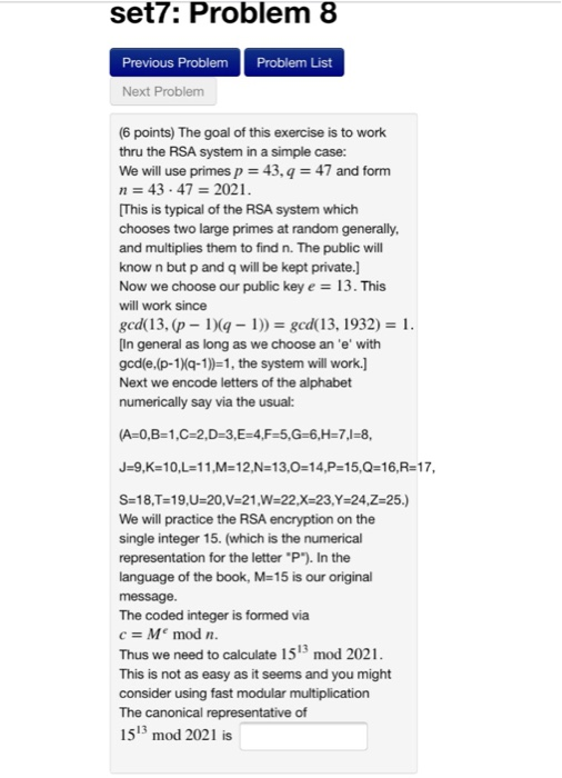 Solved set7: Problem 8 Previous Problem Problem List Next | Chegg.com