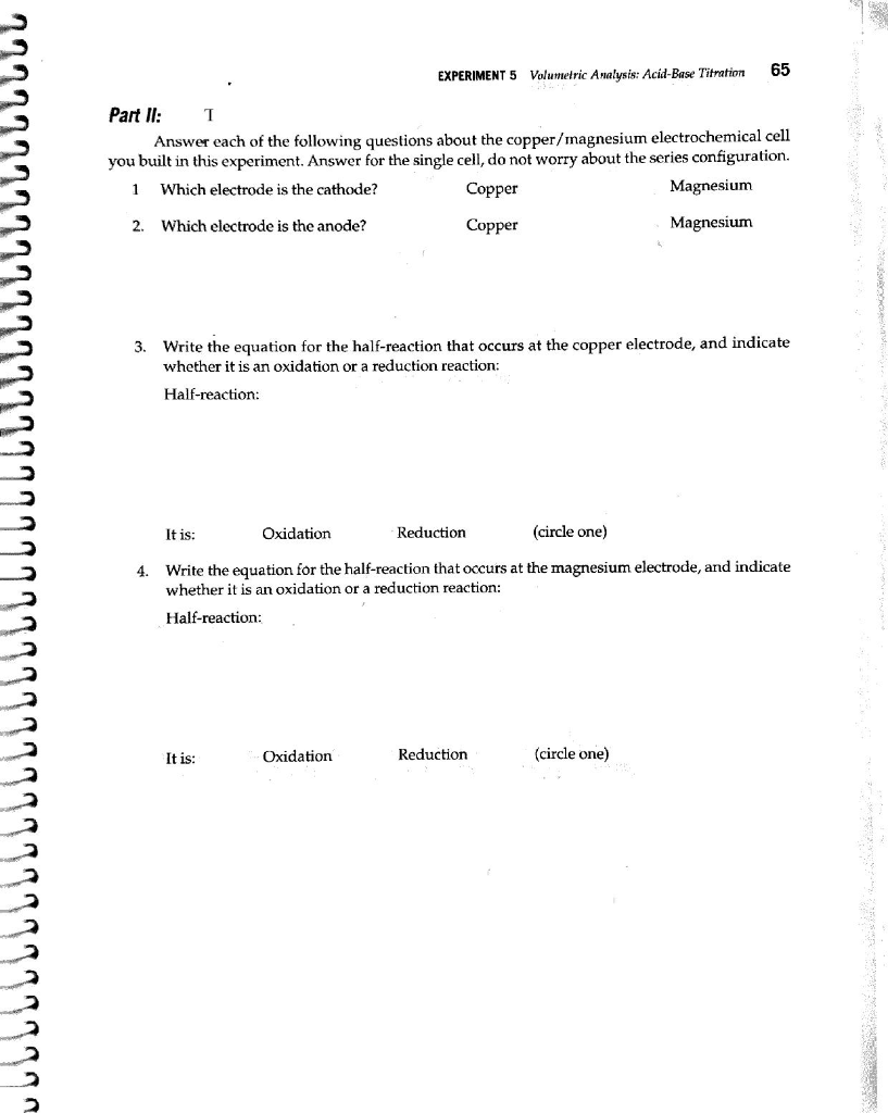 Solved EXERCISE 3 NAME LAB SECTION DATE Report Data Part I. | Chegg.com