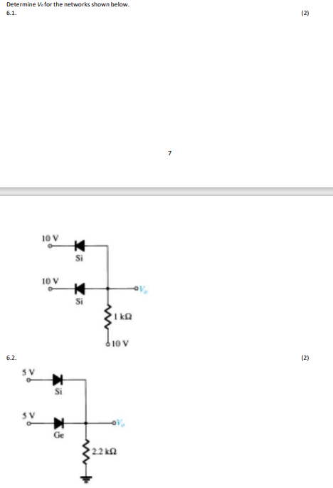Solved Determine Vo for the networks shown below. 6.1. | Chegg.com