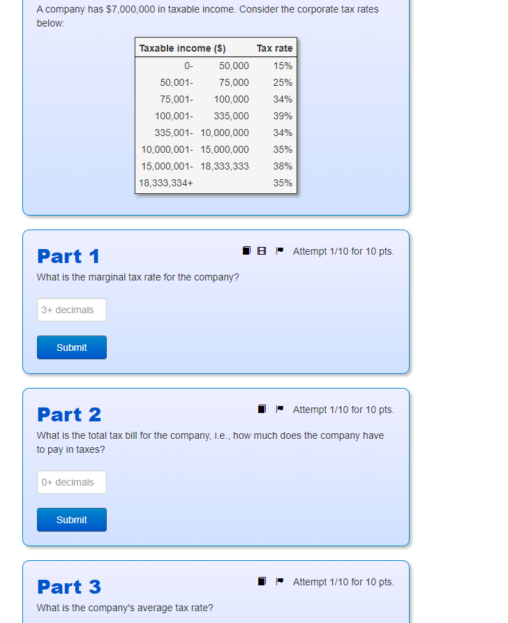 Solved A company has $7,000,000 in taxable income. Consider | Chegg.com