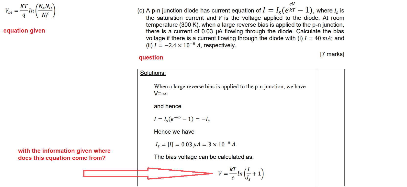 Solved eV equation given (c) A p-n junction diode has | Chegg.com