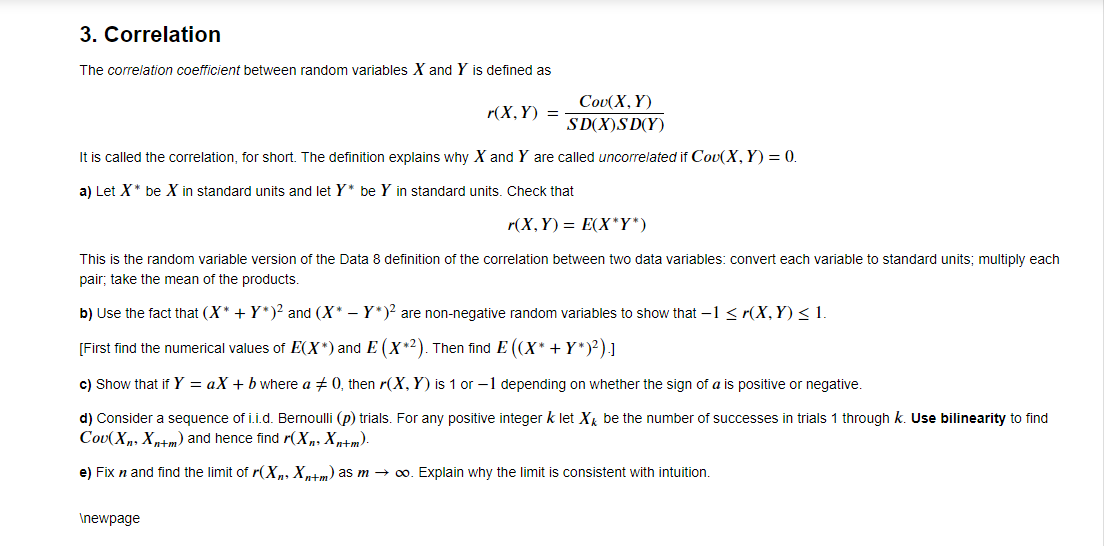 Solved The correlation coefficient between random variables | Chegg.com