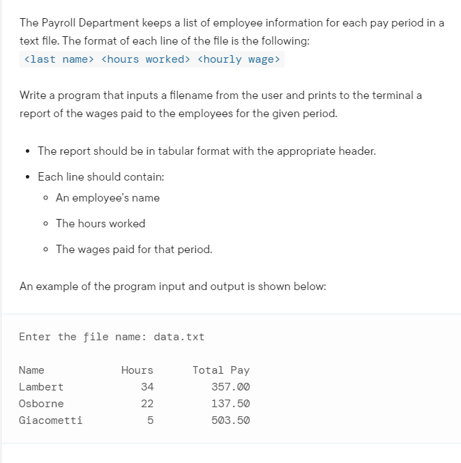 The Payroll Department keeps a list of employee | Chegg.com