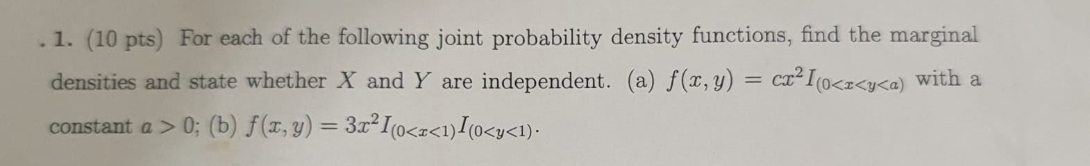 Solved (10 ﻿pts) ﻿For each of the following joint | Chegg.com