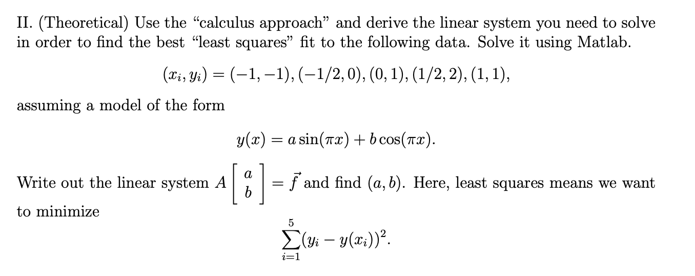II. (Theoretical) Use the “calculus approach” and | Chegg.com