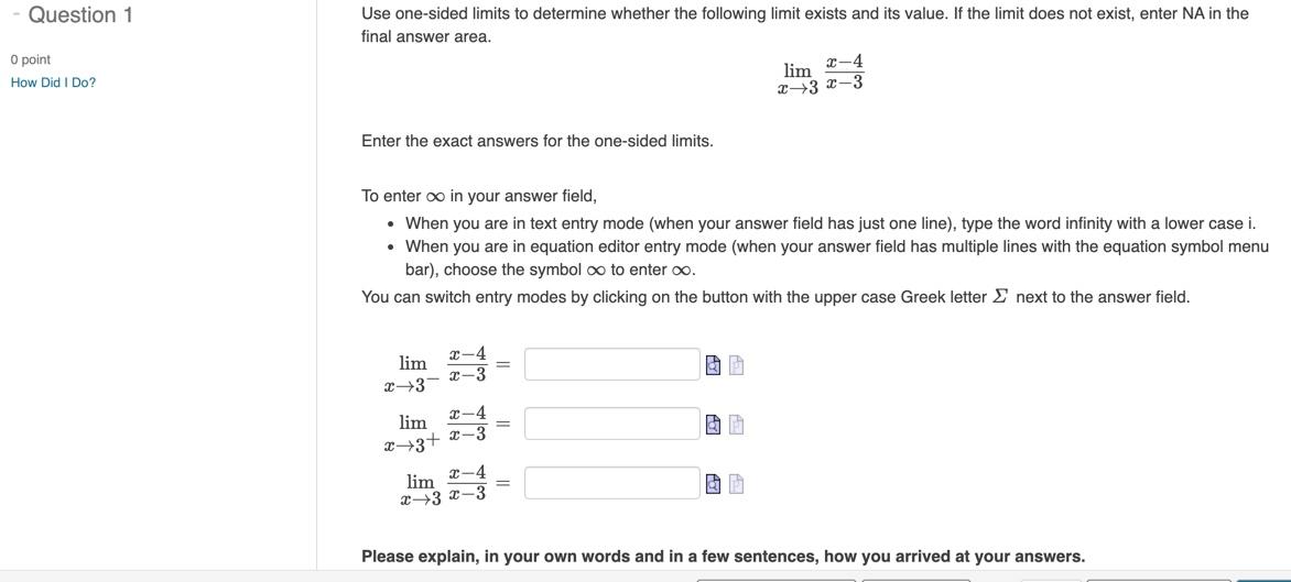 Solved Question 1 Use one-sided limits to determine whether | Chegg.com