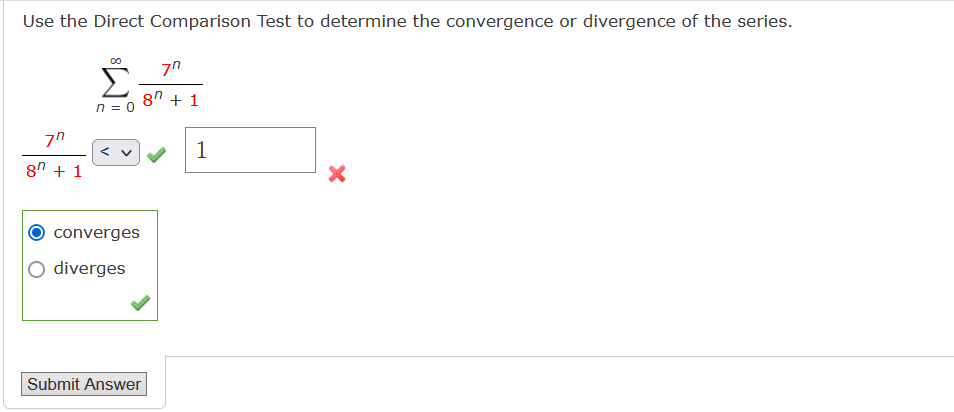 Solved Use the Direct Comparison Test to determine the | Chegg.com