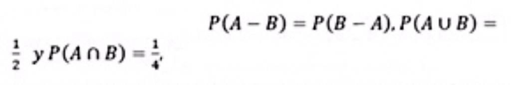 Solved P(A - B) = P(B - A). P(AUB) = ; y P(A ) B) = a) | Chegg.com