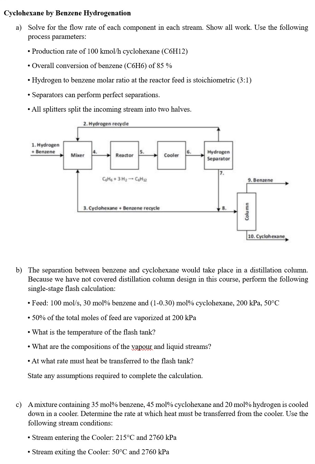 Solved Cyclohexane by Benzene Hydrogenation a) Solve for the | Chegg.com