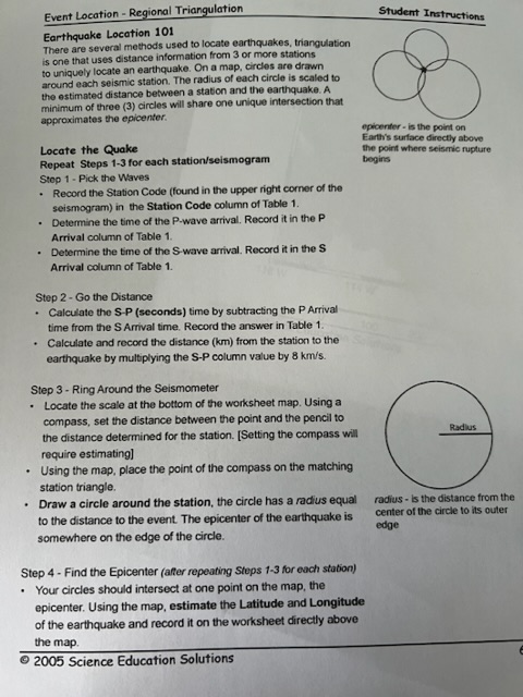 Event Location - Regional Triangulation Student | Chegg.com