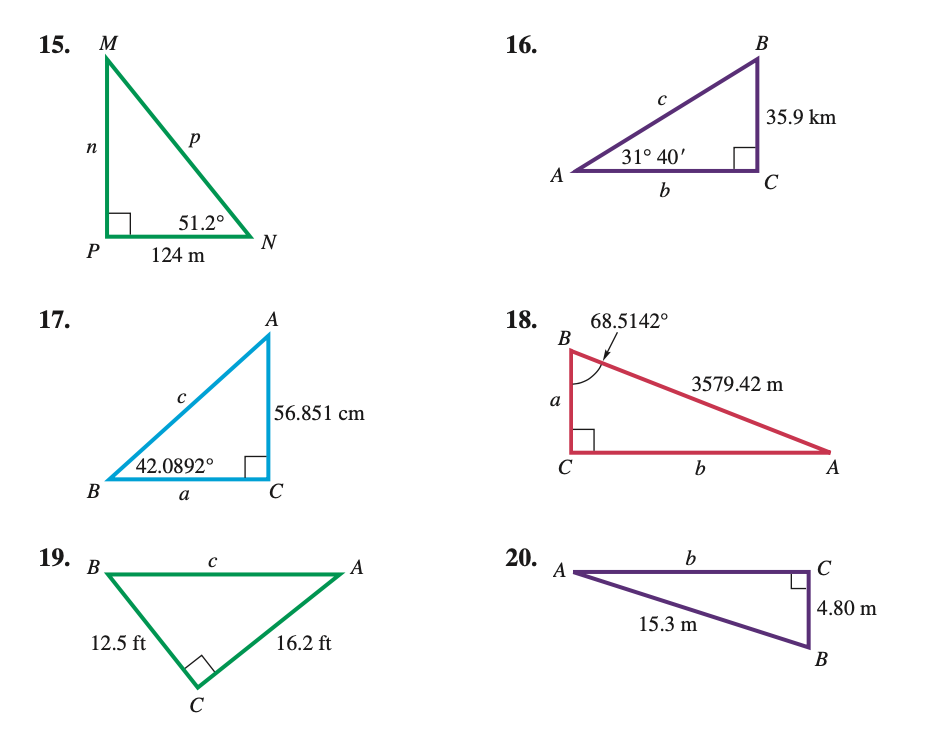 Solved Directions: Solve each right triangle. When two sides | Chegg.com